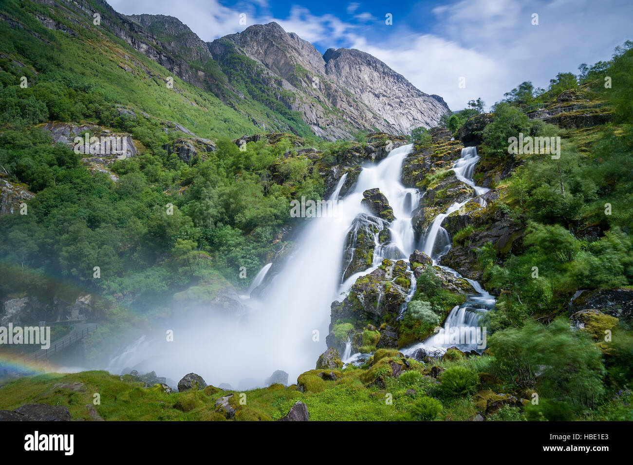 Briksdalsbreen national park waterfall long exposure Stock Photo - Alamy