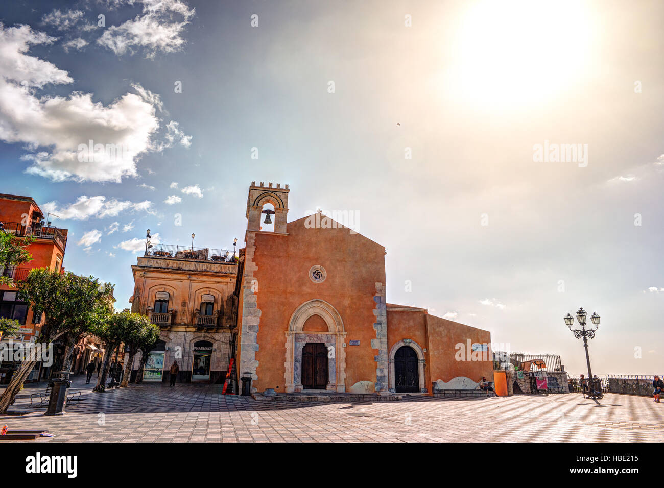 View over the main square in Taormina Stock Photo - Alamy