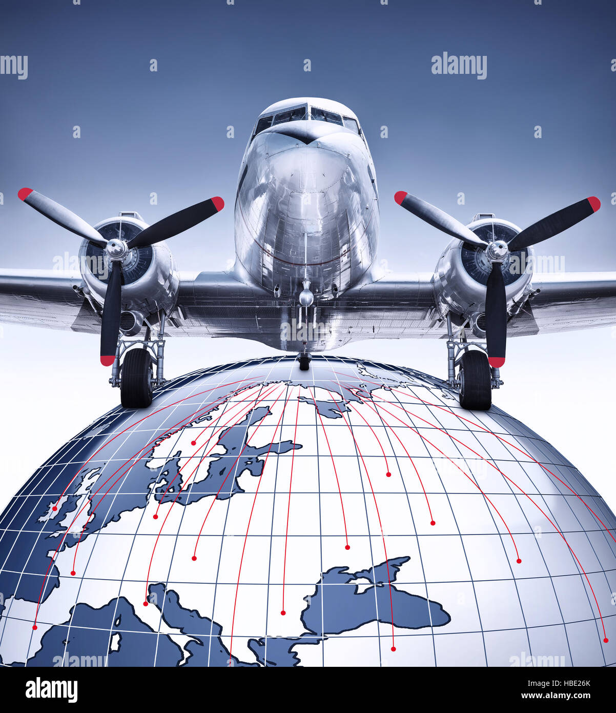 airplane on a globe Stock Photo - Alamy