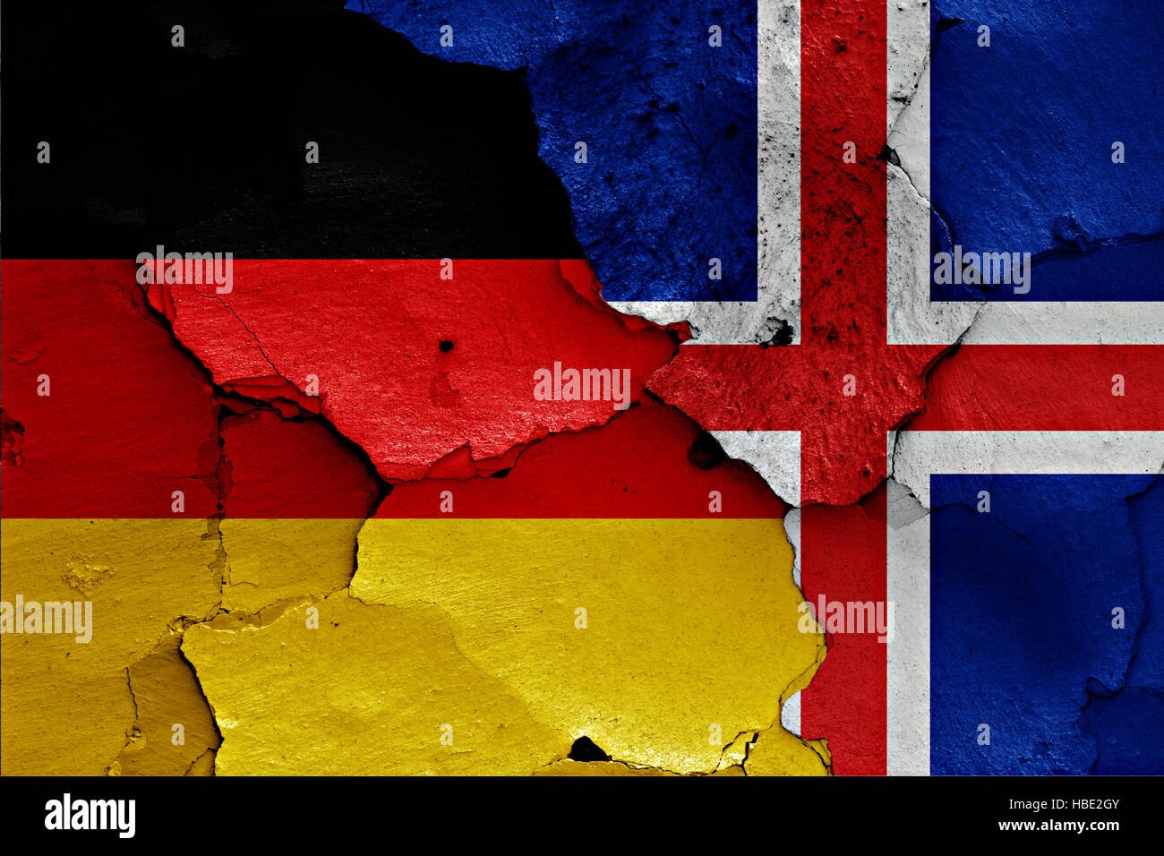 flags of Germany and Iceland painted on cracked wall Stock Photo - Alamy