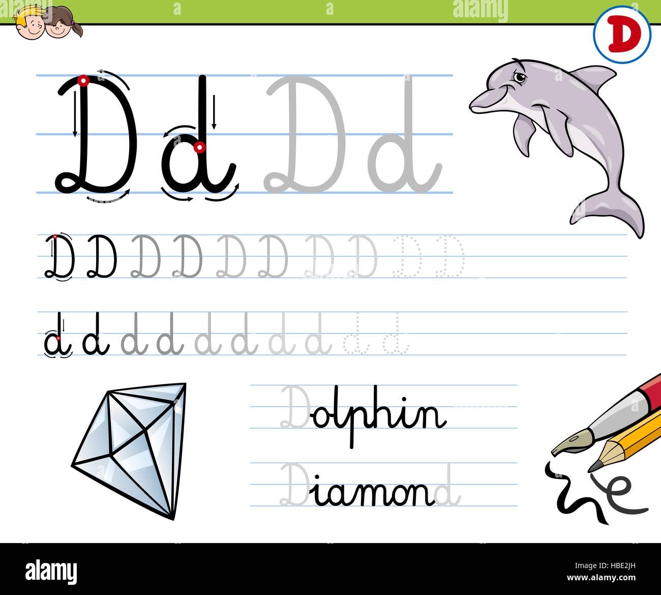 how to write letter d Stock Photo - Alamy