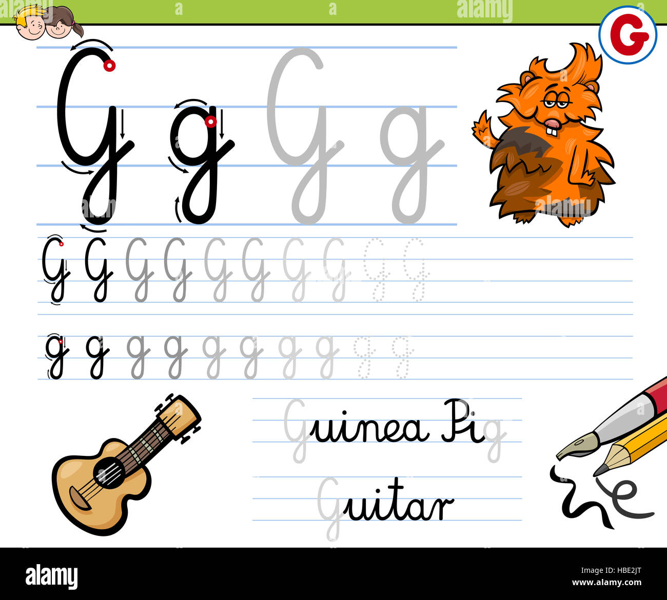 how to write letter g Stock Photo - Alamy