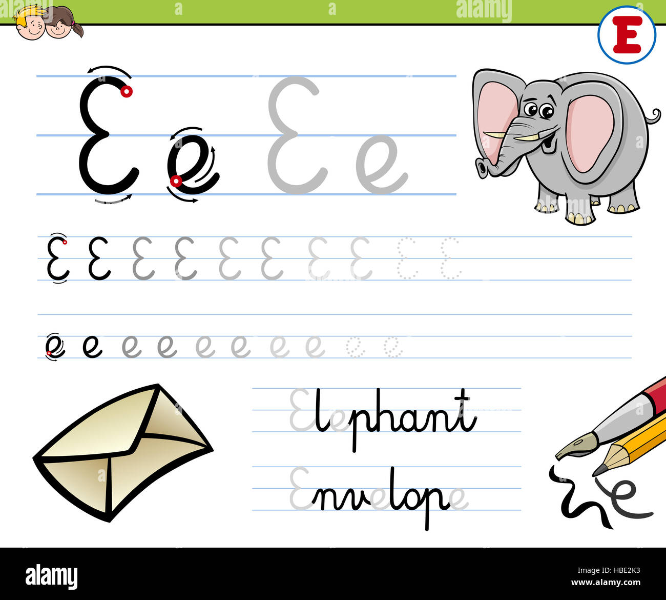 how to write letter e Stock Photo - Alamy