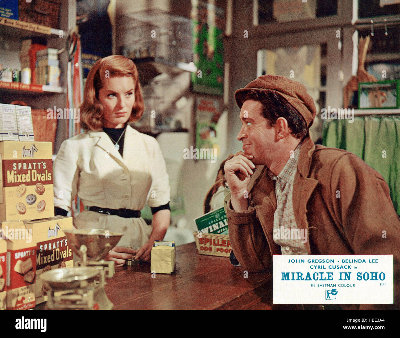 MIRACLE IN SOHO, from left: Belinda Lee, John Gregson, 1957 Stock Photo ...