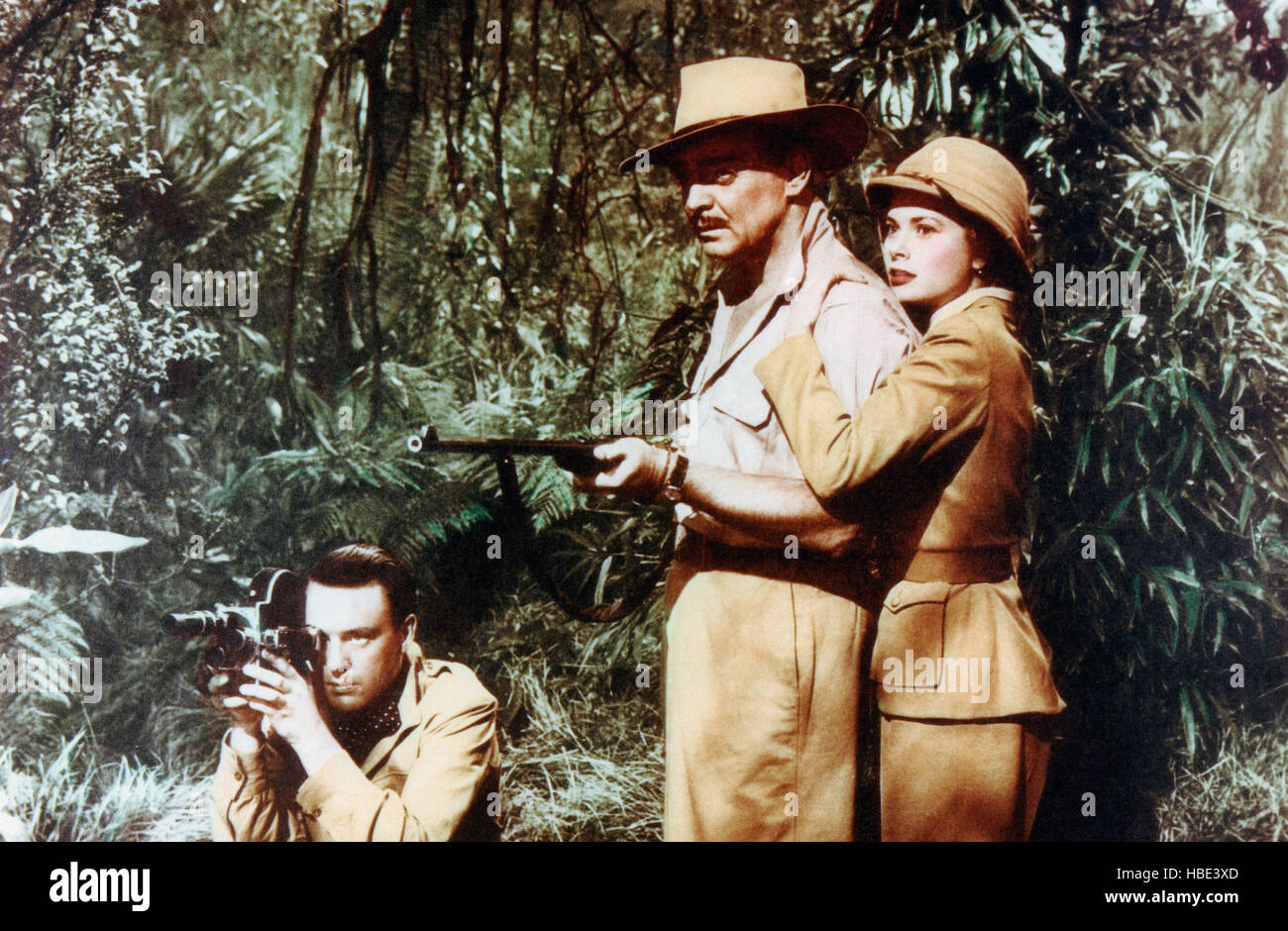 MOGAMBO, from left: Donald Sinden, Clark Gable, Grace Kelly, 1953 Stock ...