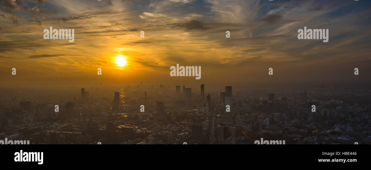 Tokyo sunset aerial panoramic view Stock Photo - Alamy