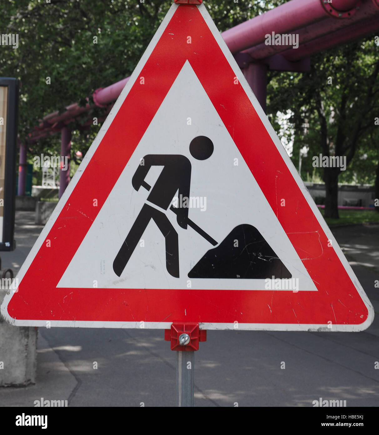 Road works sign Stock Photo - Alamy
