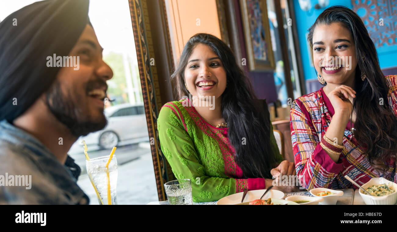 Indian Community Eating Restaurant Dining Concept Stock Photo - Alamy