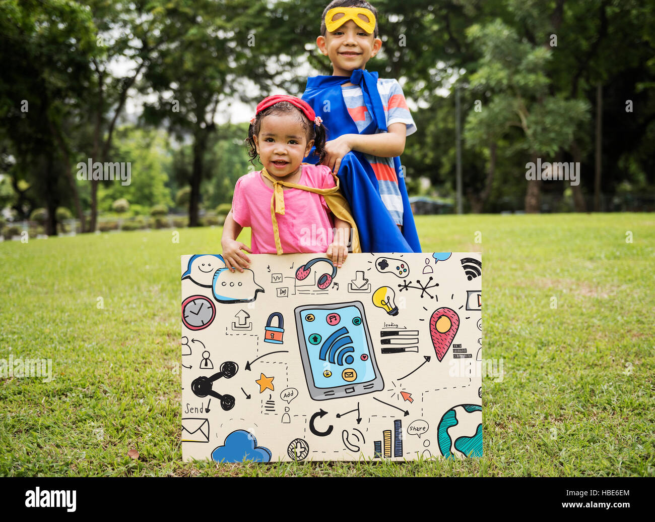 Kids Technology Communication Social Media Graphic Concept Stock Photo ...