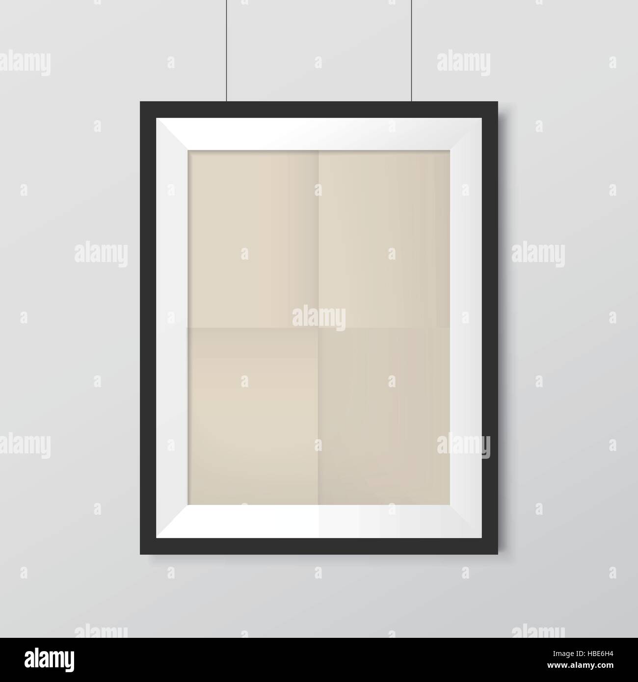 elegant blank photo frame with craft paper isolated on wall Stock ...
