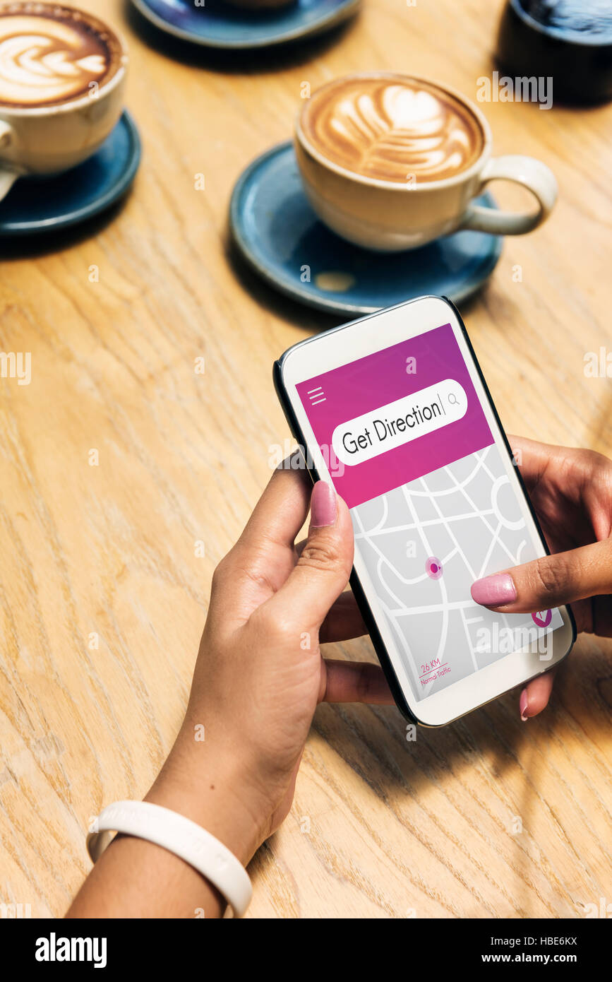 Get Direction Navigation GPS Map Destination Concept Stock Photo - Alamy