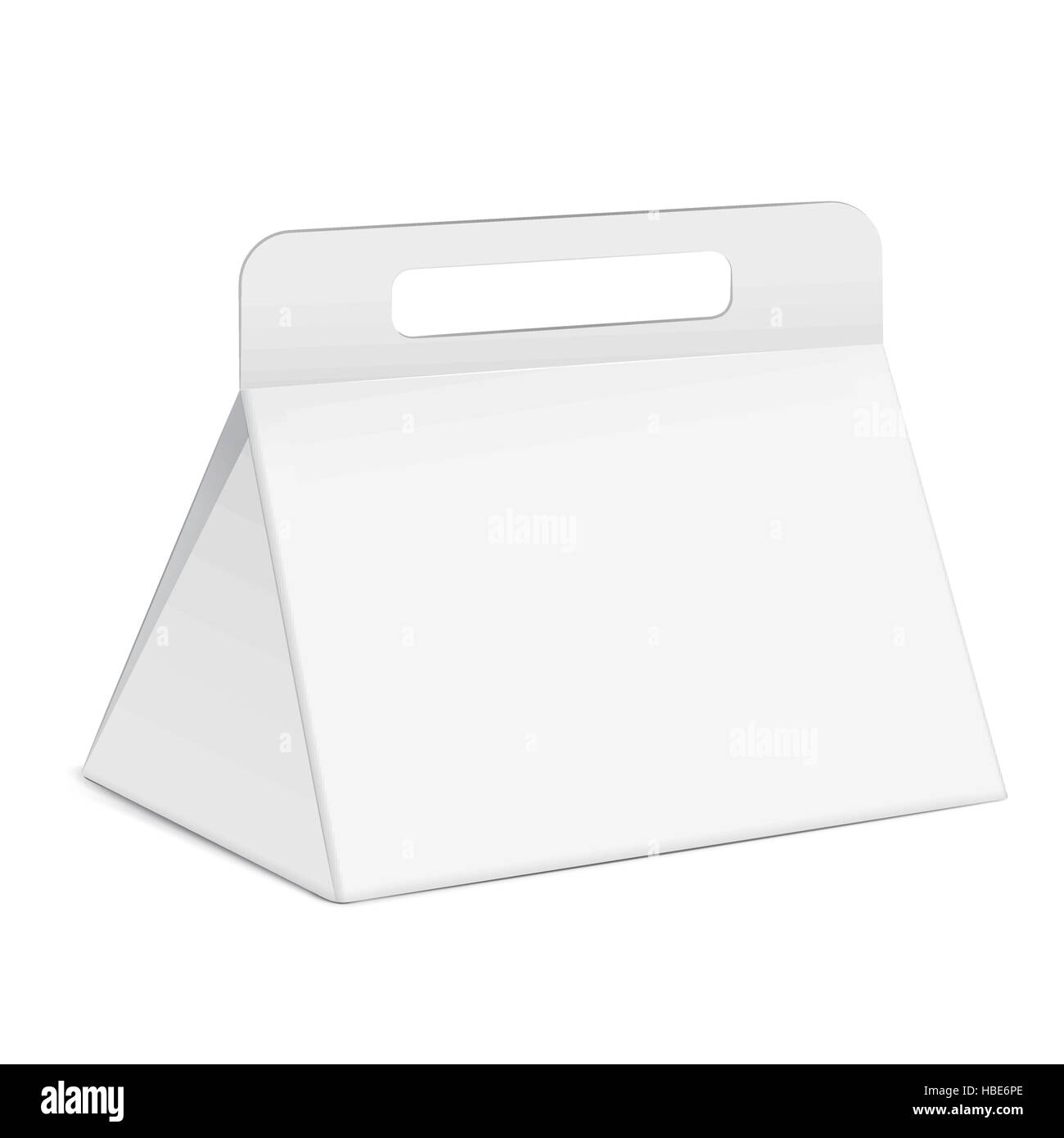 white triangle box with handle isolated on white background Stock ...