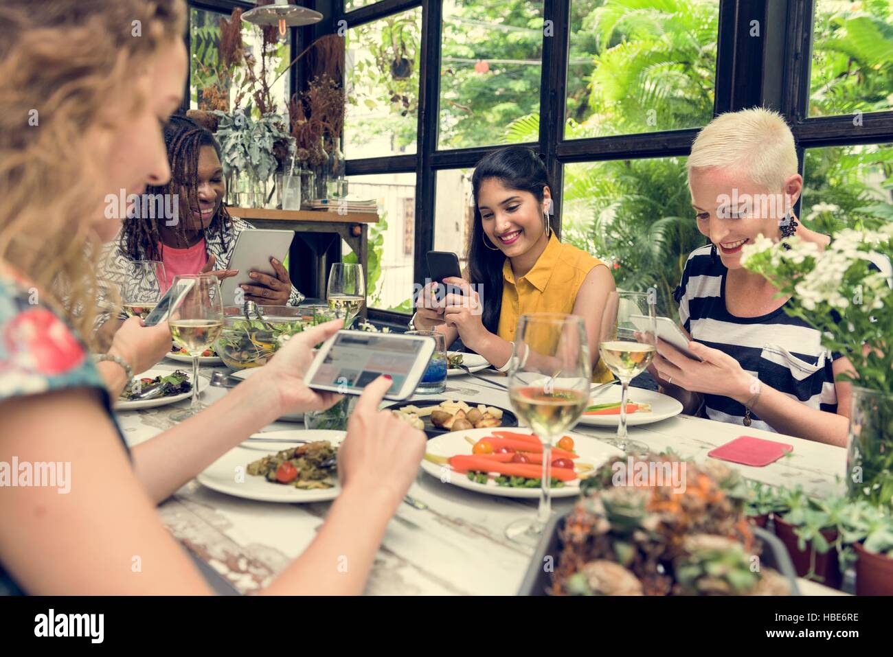 Women Browsing Devices Connection Concept Stock Photo - Alamy
