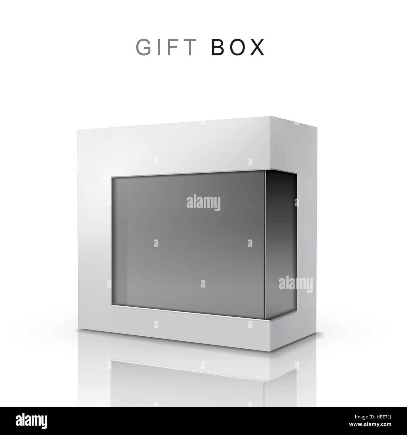 white gift box with a transparent plastic window over white background ...