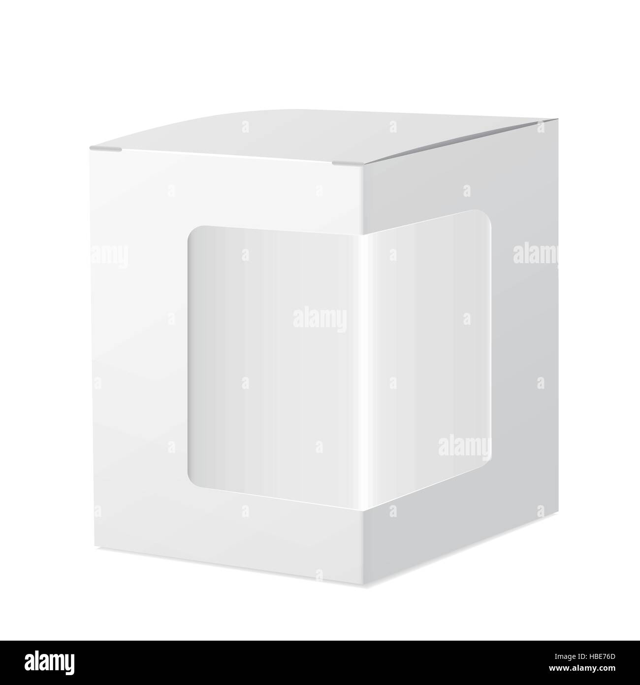 package cardboard box with transparent plastic window isolated on white ...