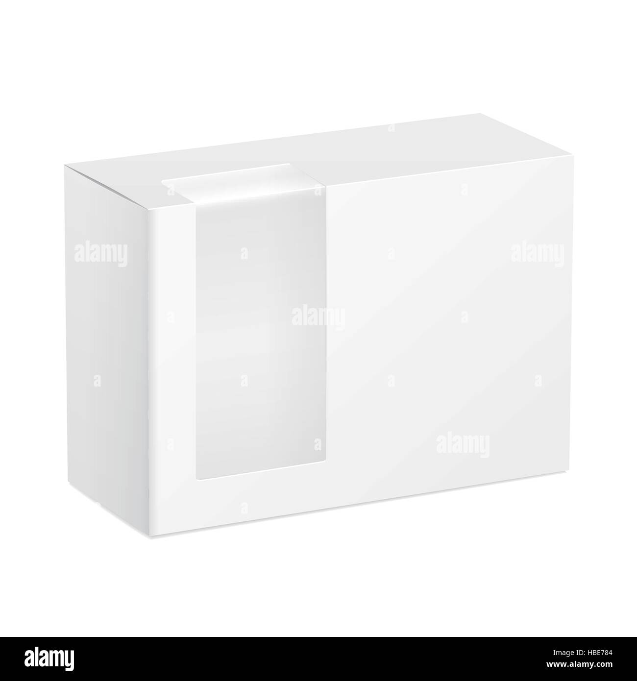 package cardboard box with transparent plastic window isolated on white ...