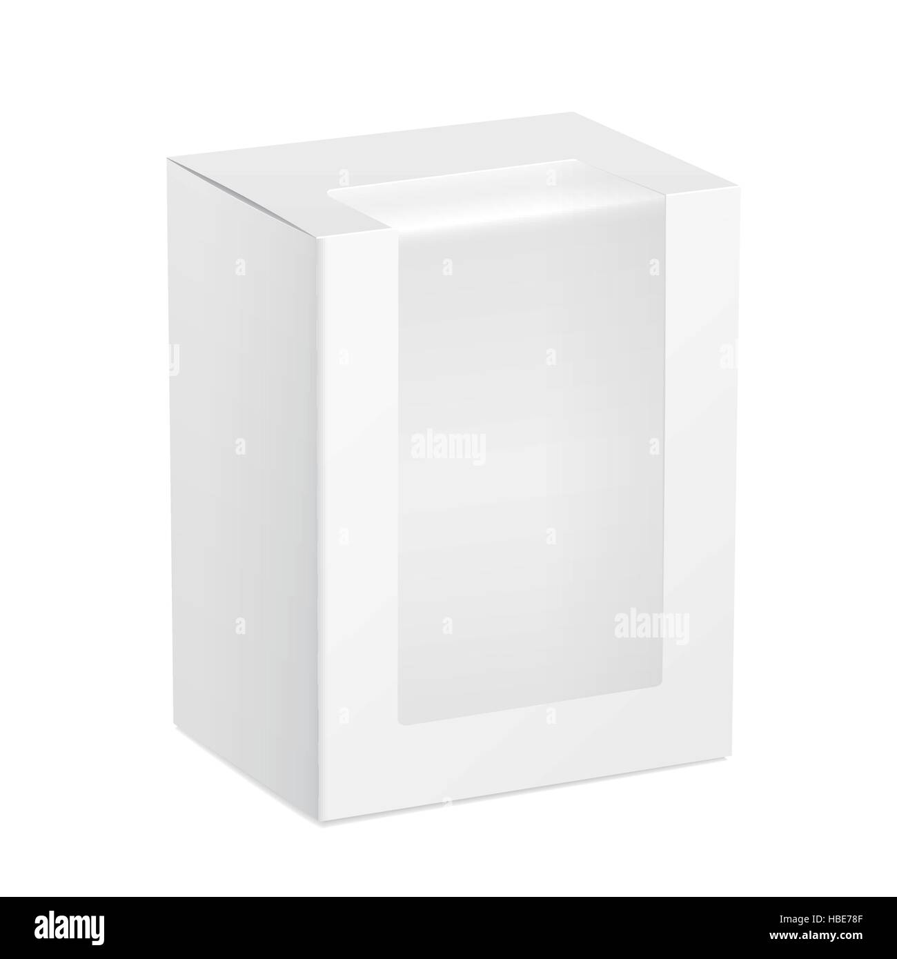 package cardboard box with transparent plastic window isolated on white ...