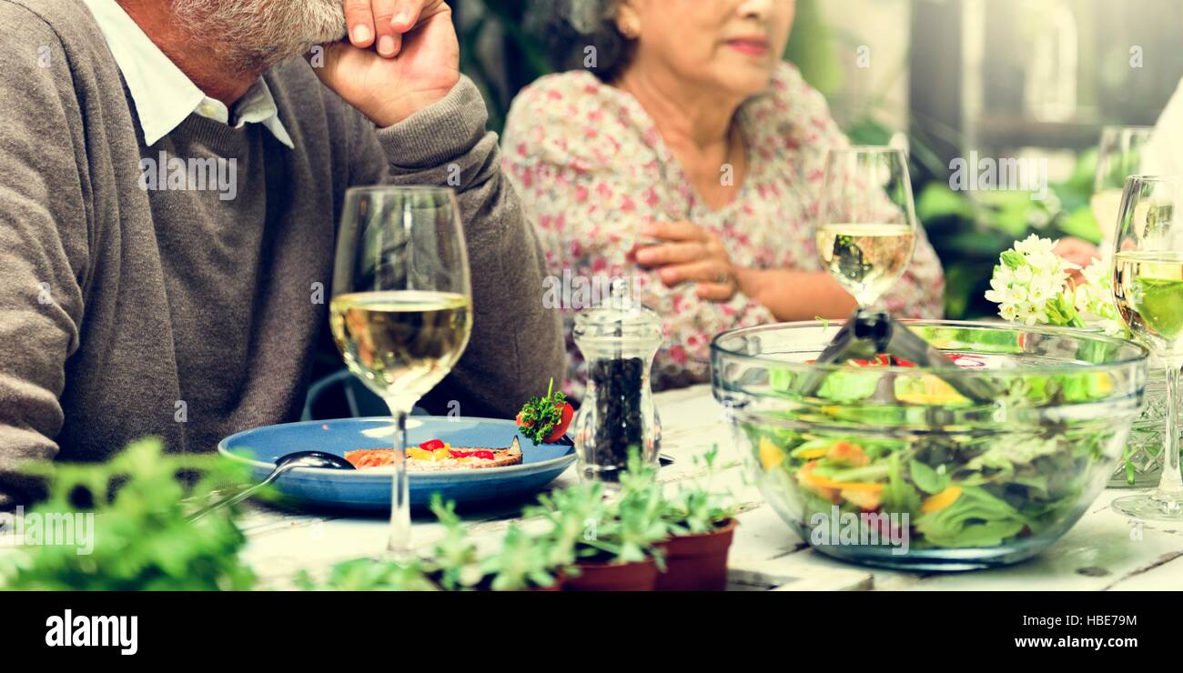 Senior Group Relax Lifestyle Dining Concept Stock Photo - Alamy