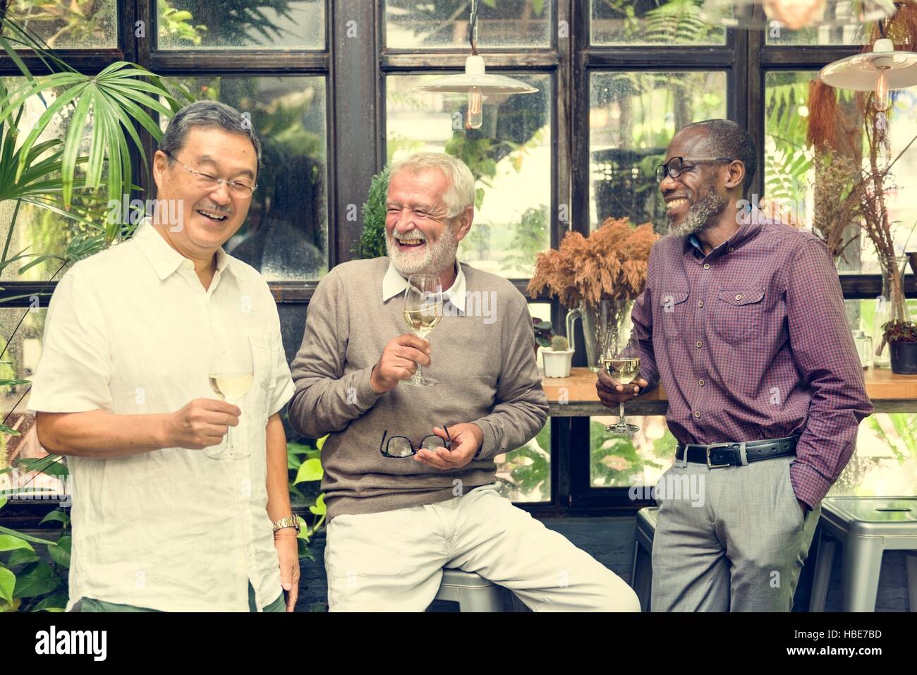 Group Of Senior Retirement Party Dining Concept Stock Photo - Alamy