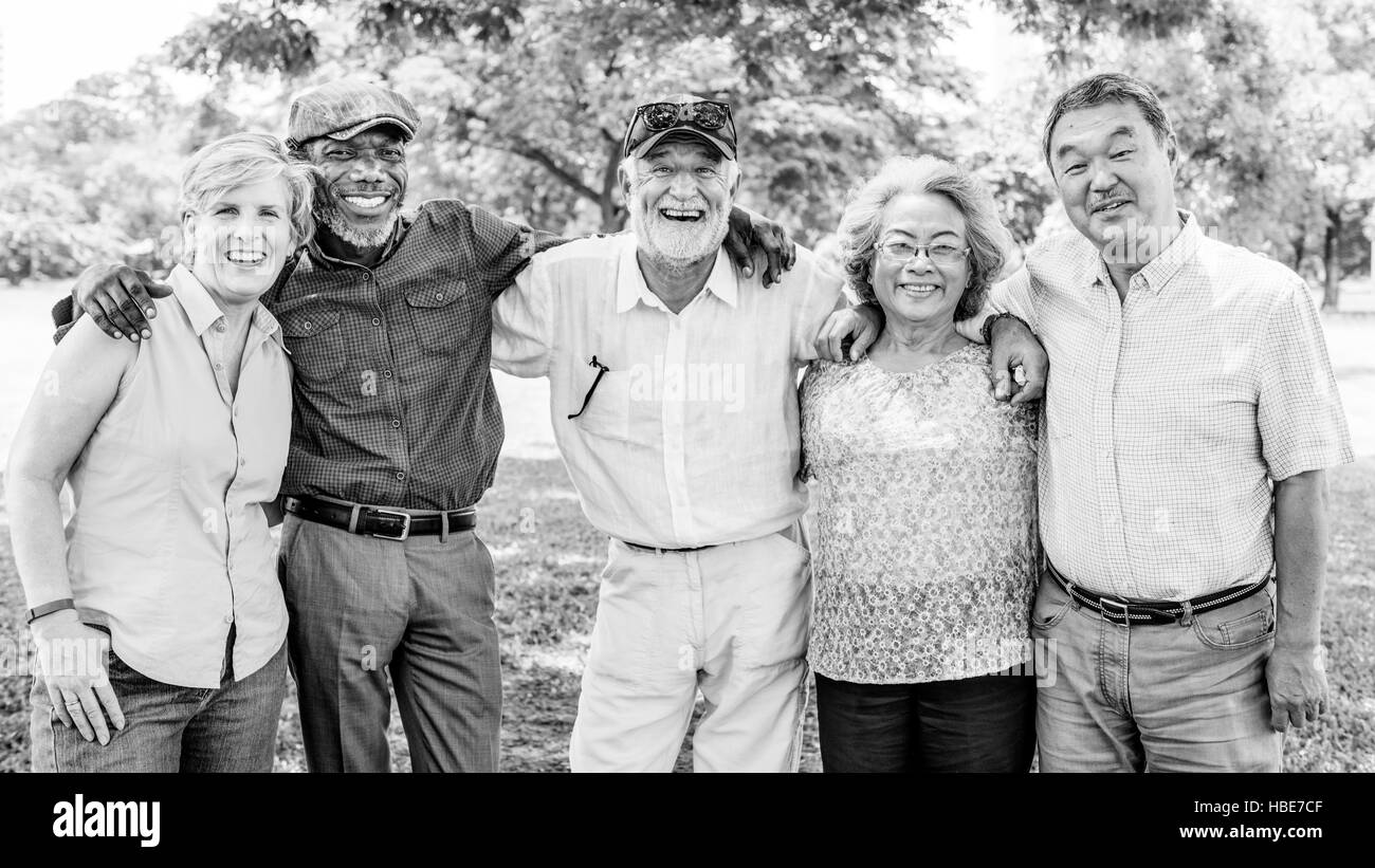 Group of Senior Retirement Friends Happiness Concept Stock Photo - Alamy