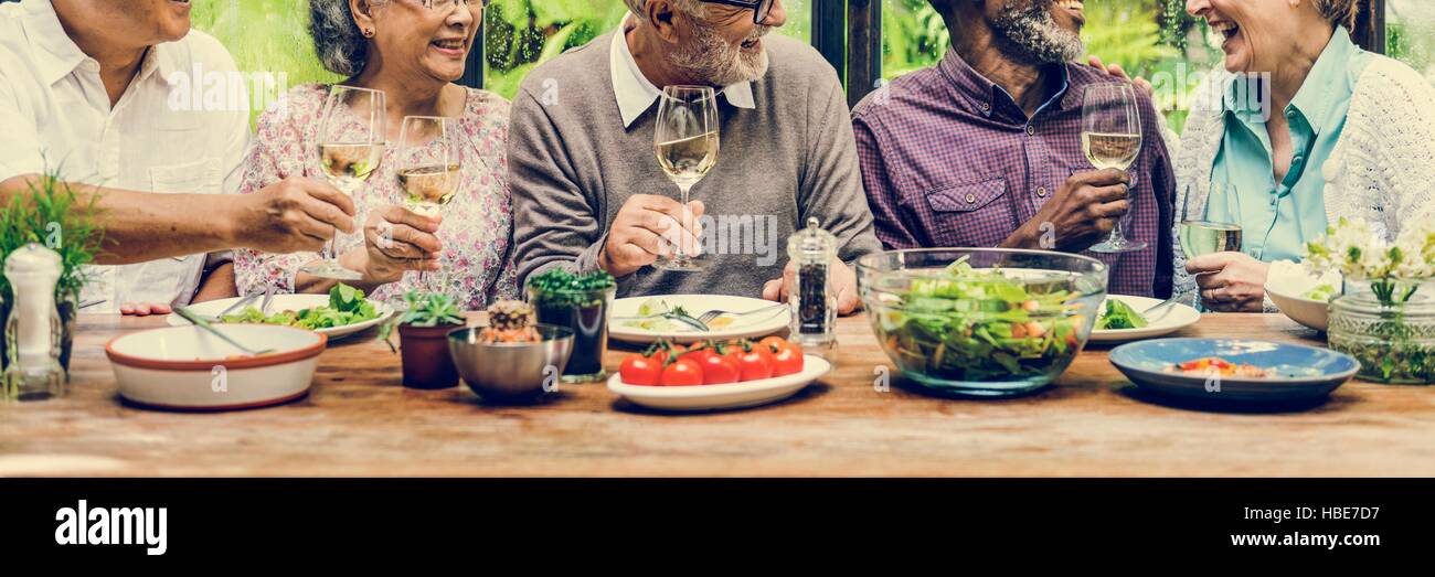 Senior Group Relax Lifestyle Dinning Concept Stock Photo - Alamy
