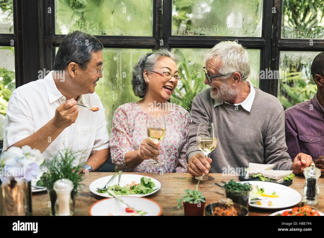 Group of Senior Retirement Meet up Happiness Concept Stock Photo - Alamy
