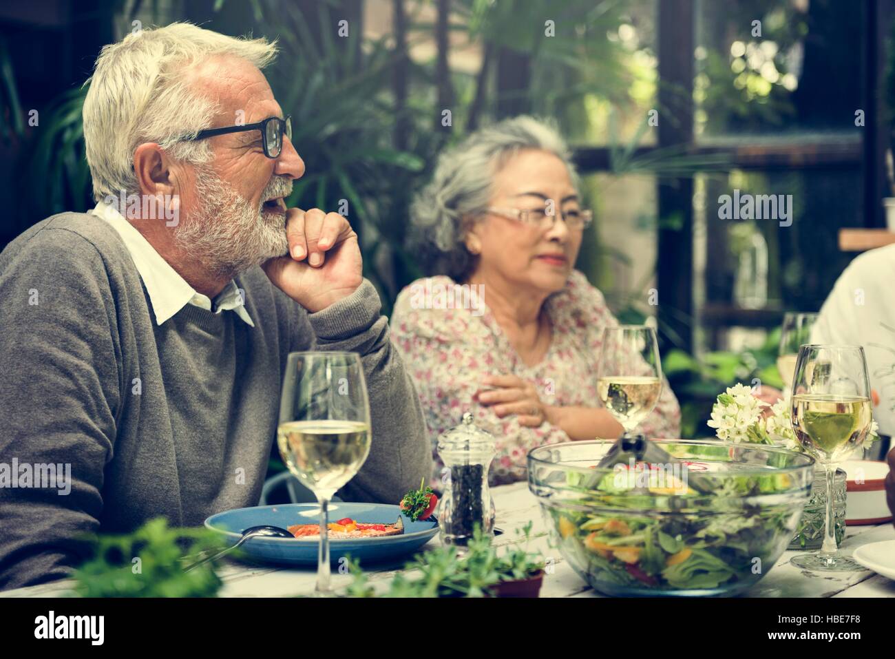 Senior Group Relax Lifestyle Dinning Concept Stock Photo - Alamy