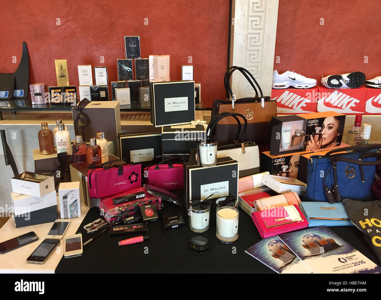 Counterfeit goods in Parliament Buildings, Stormont at the launch of a ...
