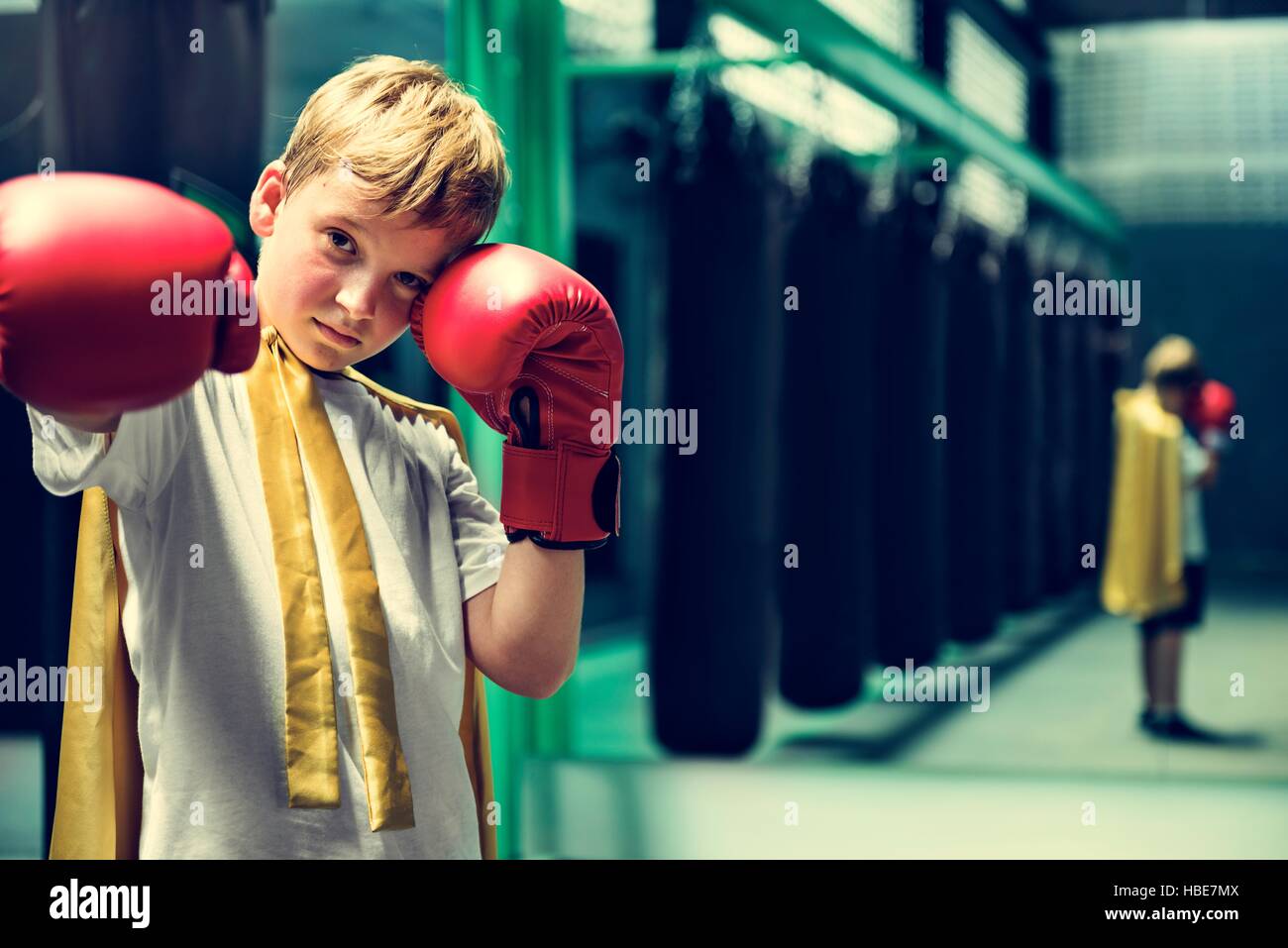 Superhero Champion Boxer Boy Strength Fighter Concept Stock Photo - Alamy