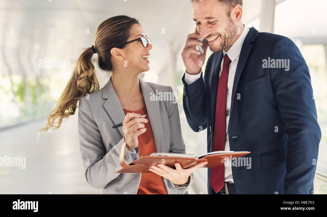 Business People Discussion Mobile Phone Telecommunication Concept Stock ...