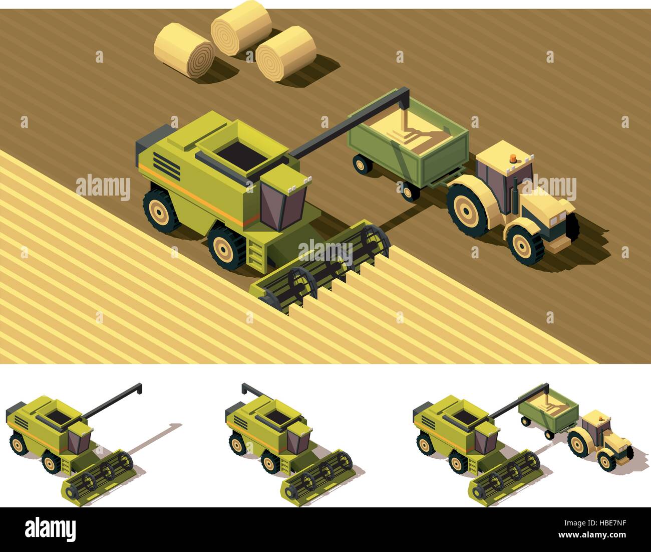 Combine harvester mowing Stock Vector Images - Alamy