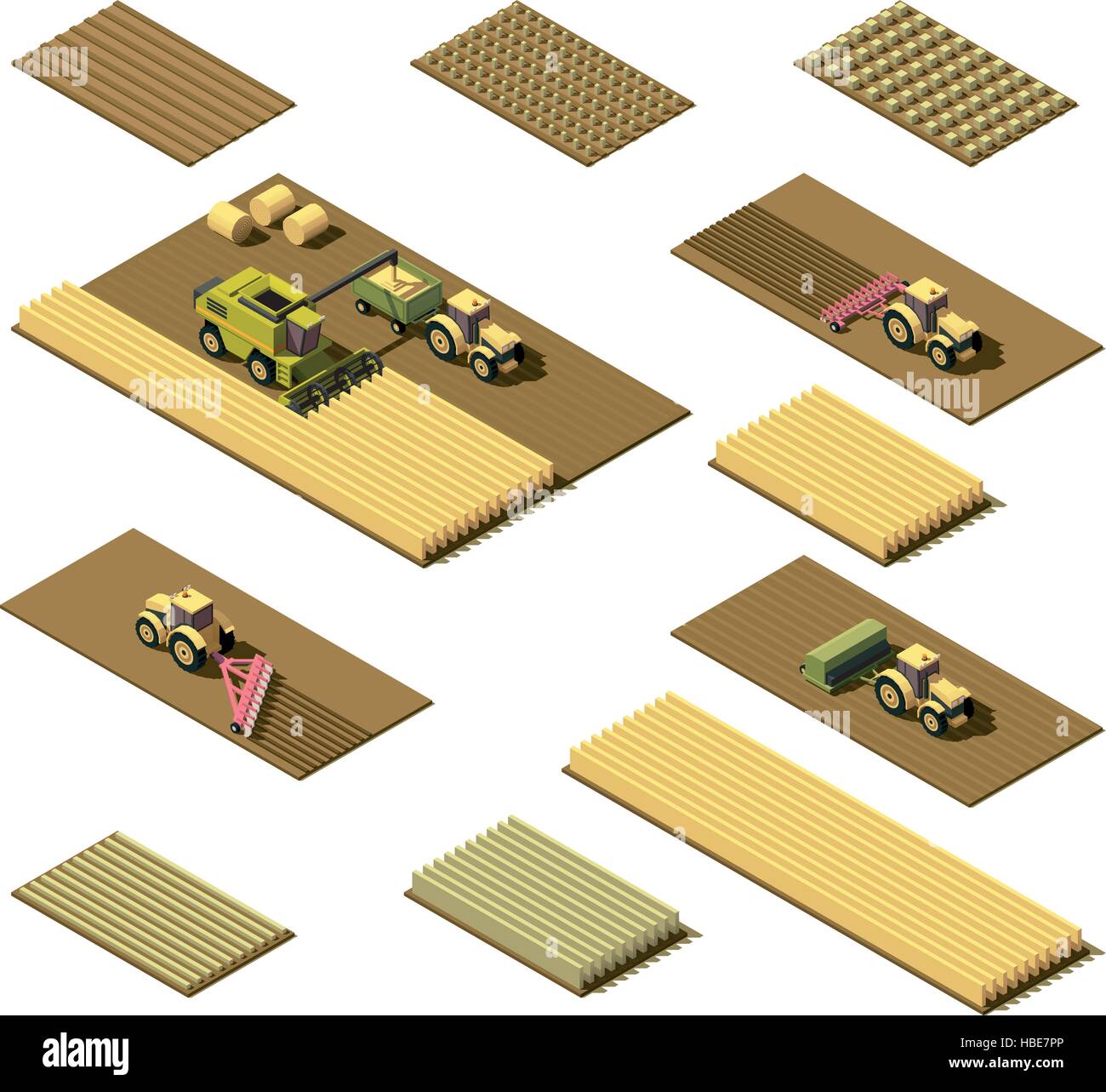 Vector isometric low poly agricultural machinery Stock Vector Image ...