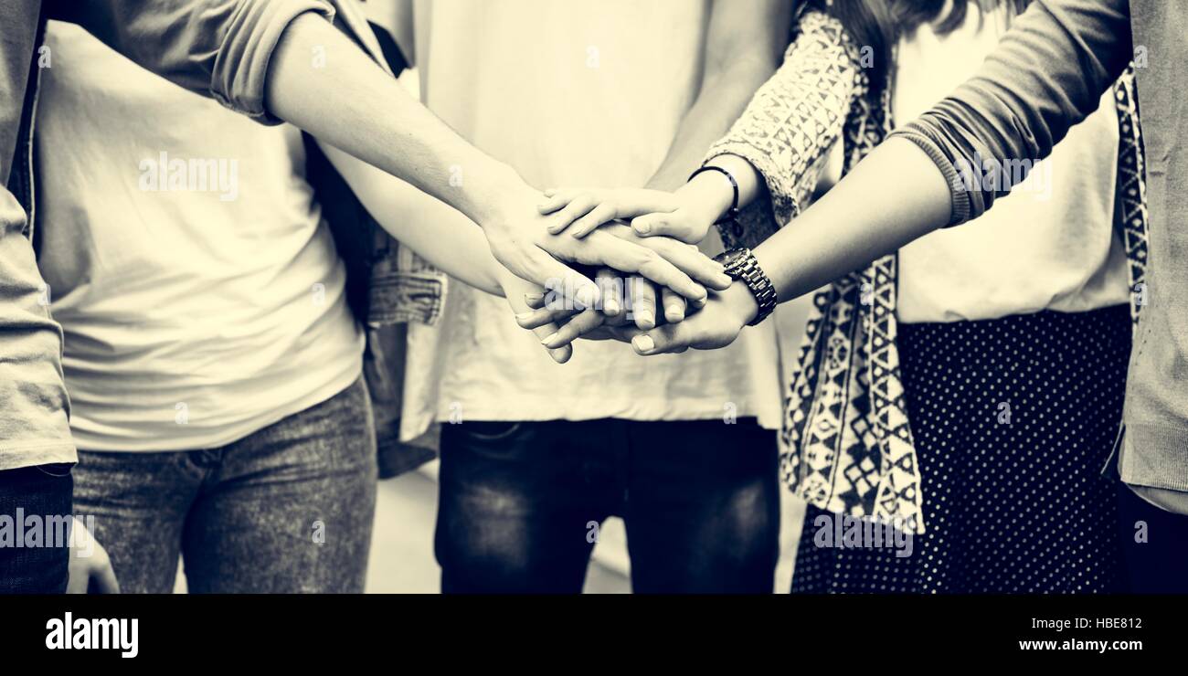 Diverse Teens Hands Together Concept Stock Photo - Alamy