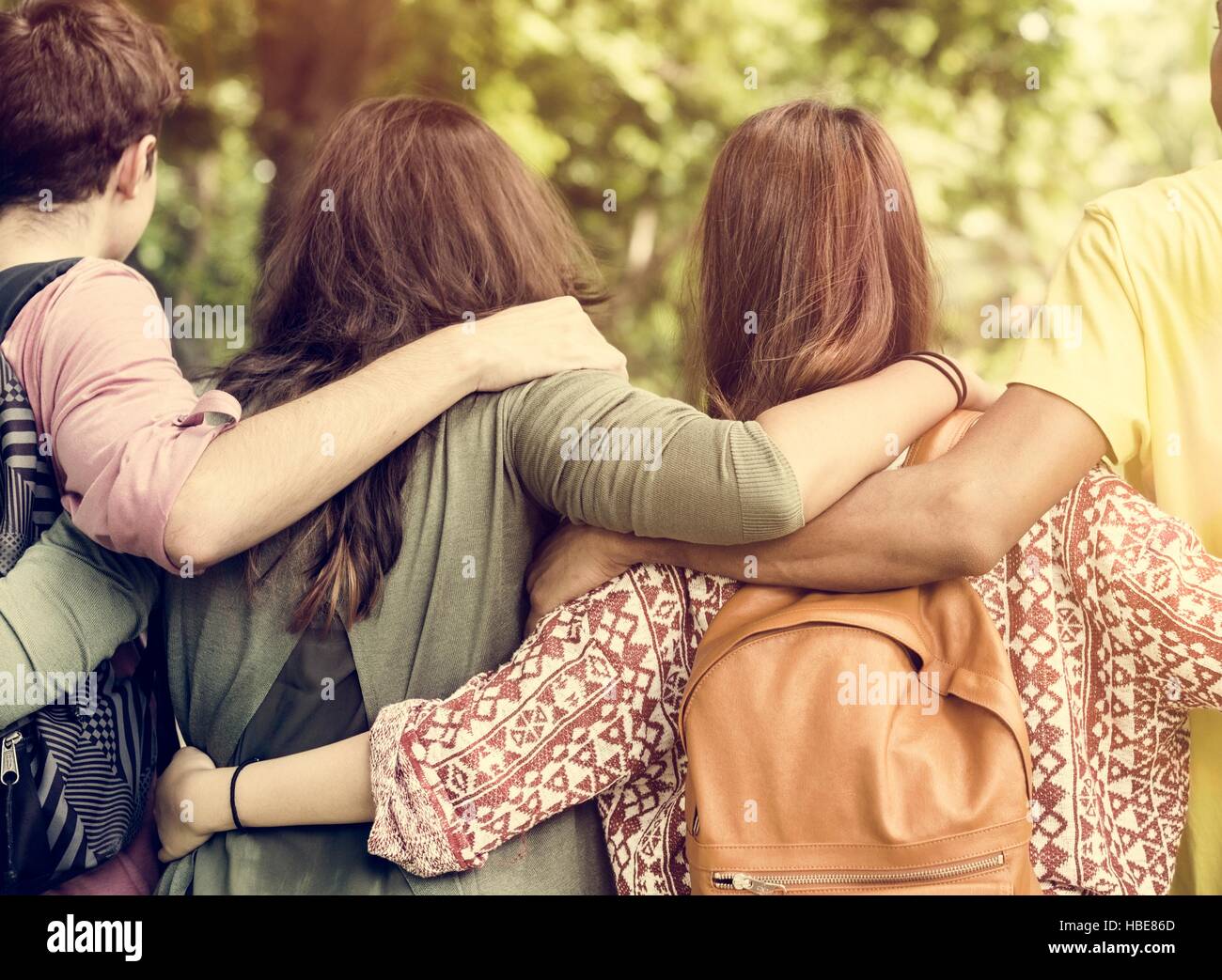 Diverse Group Young People Bonding Outdoors Concept Stock Photo - Alamy