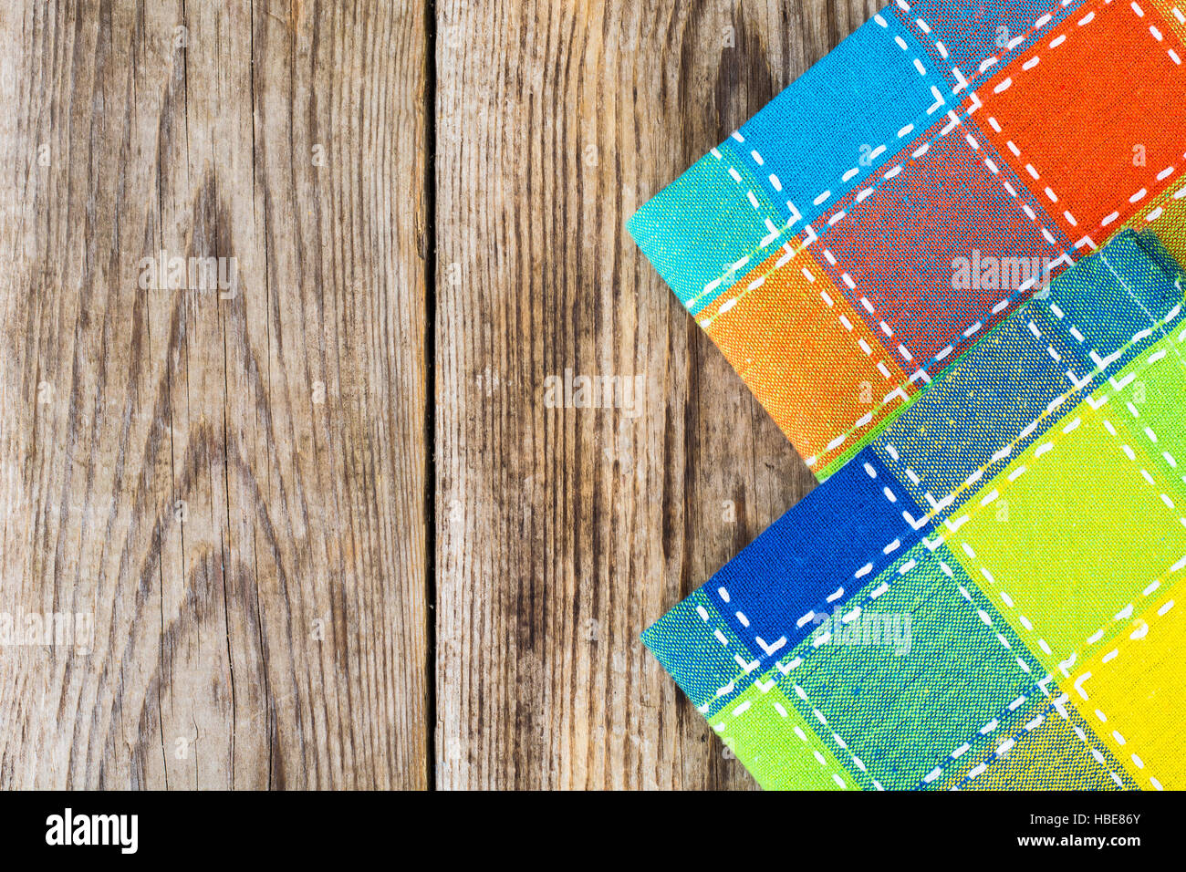 Napkins for table on background of old boards Stock Photo - Alamy
