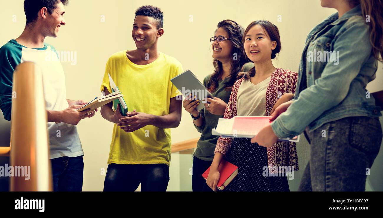 Diverse Young Students Stairs Concept Stock Photo - Alamy