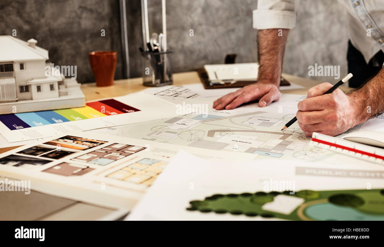 Design Studio Architect Creative Occupation Blueprint Concept Stock ...