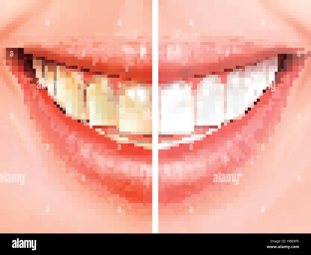 comparison of oral hygiene 3D illustration- pearly white teeth and ...