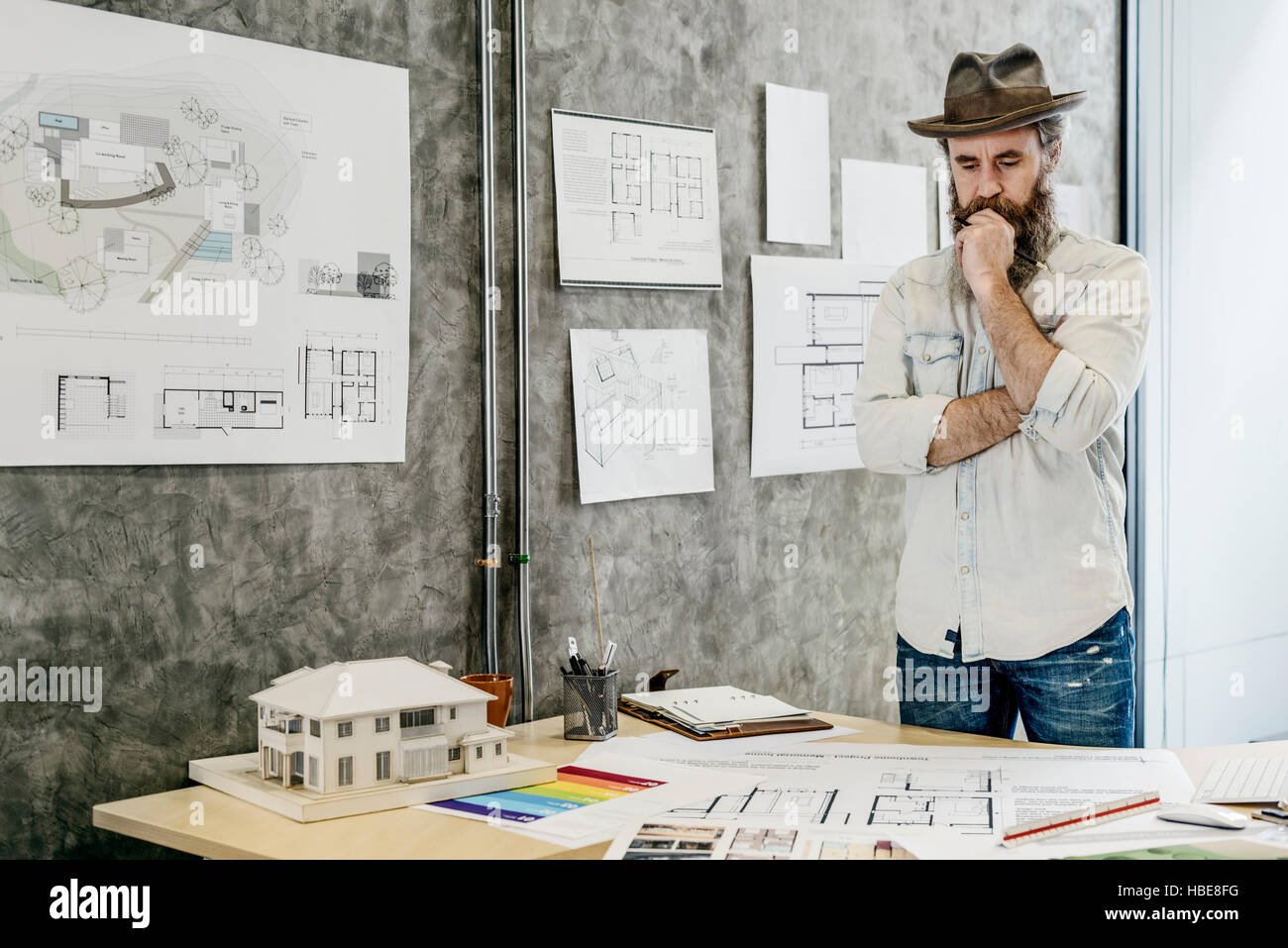 Design Studio Architect Creative Occupation Blueprint Concept Stock ...