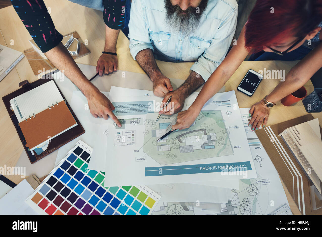 Design Studio Architect Creative Occupation Meeting Blueprint Concept ...