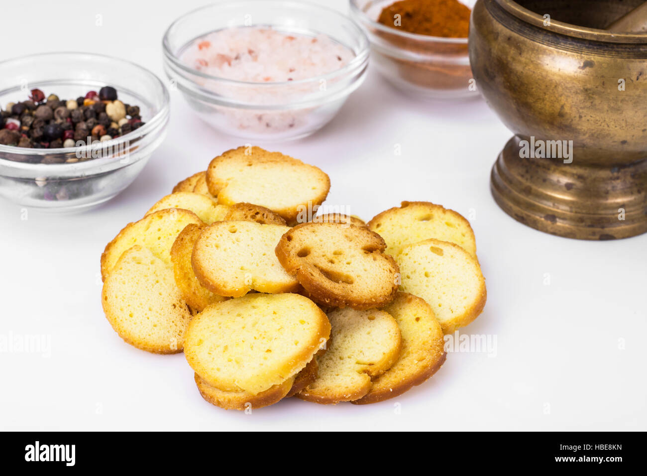 Crispy fried slices of bread Stock Photo - Alamy