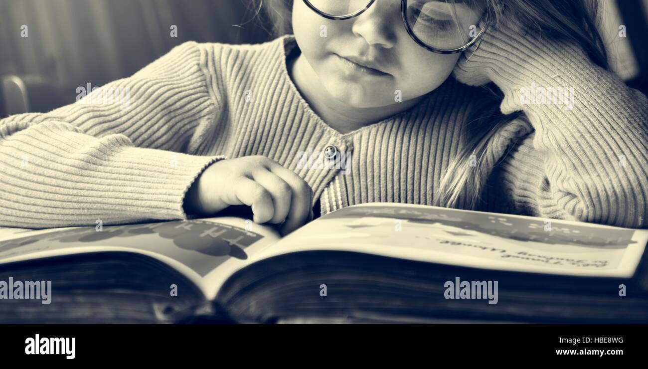 Adorable Cute Girl Reading Storytelling Concept Stock Photo - Alamy