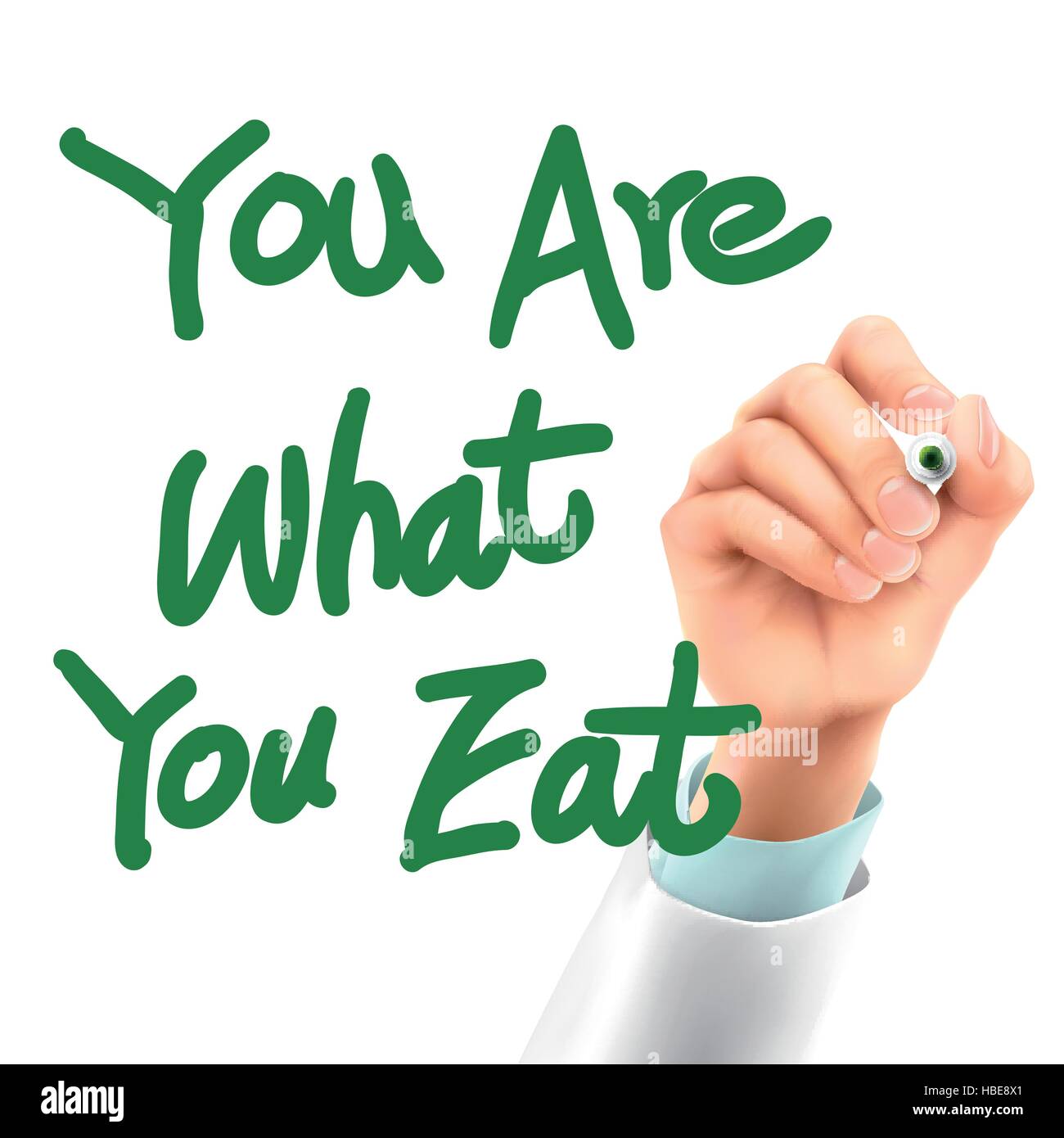 doctor writing you are what you eat words in the air Stock Vector Image ...