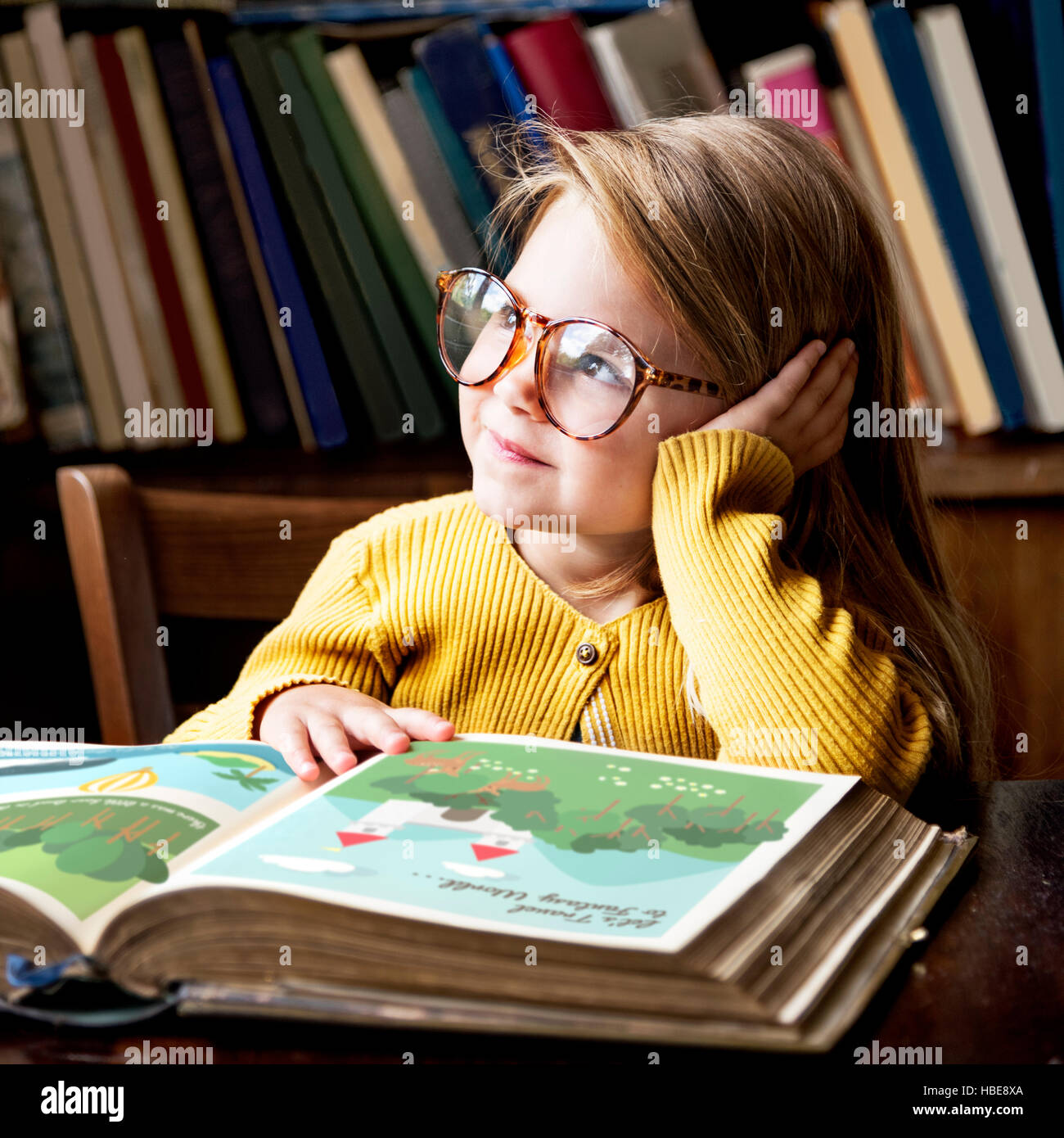 Adorable Cute Girl Reading Storytelling Concept Stock Photo - Alamy
