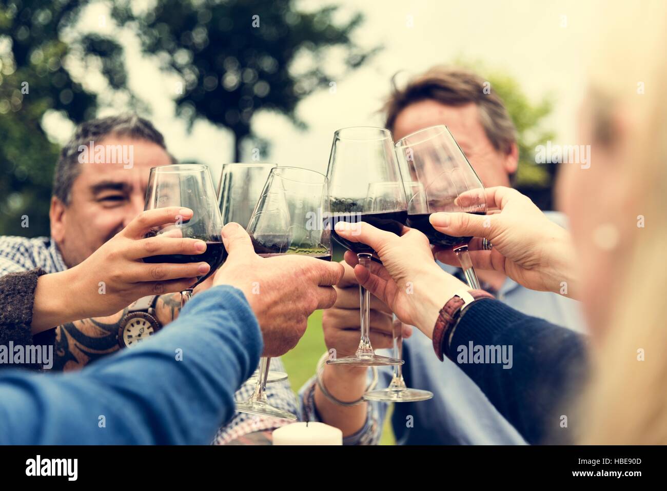 Group Of People Cheers Concept Stock Photo - Alamy