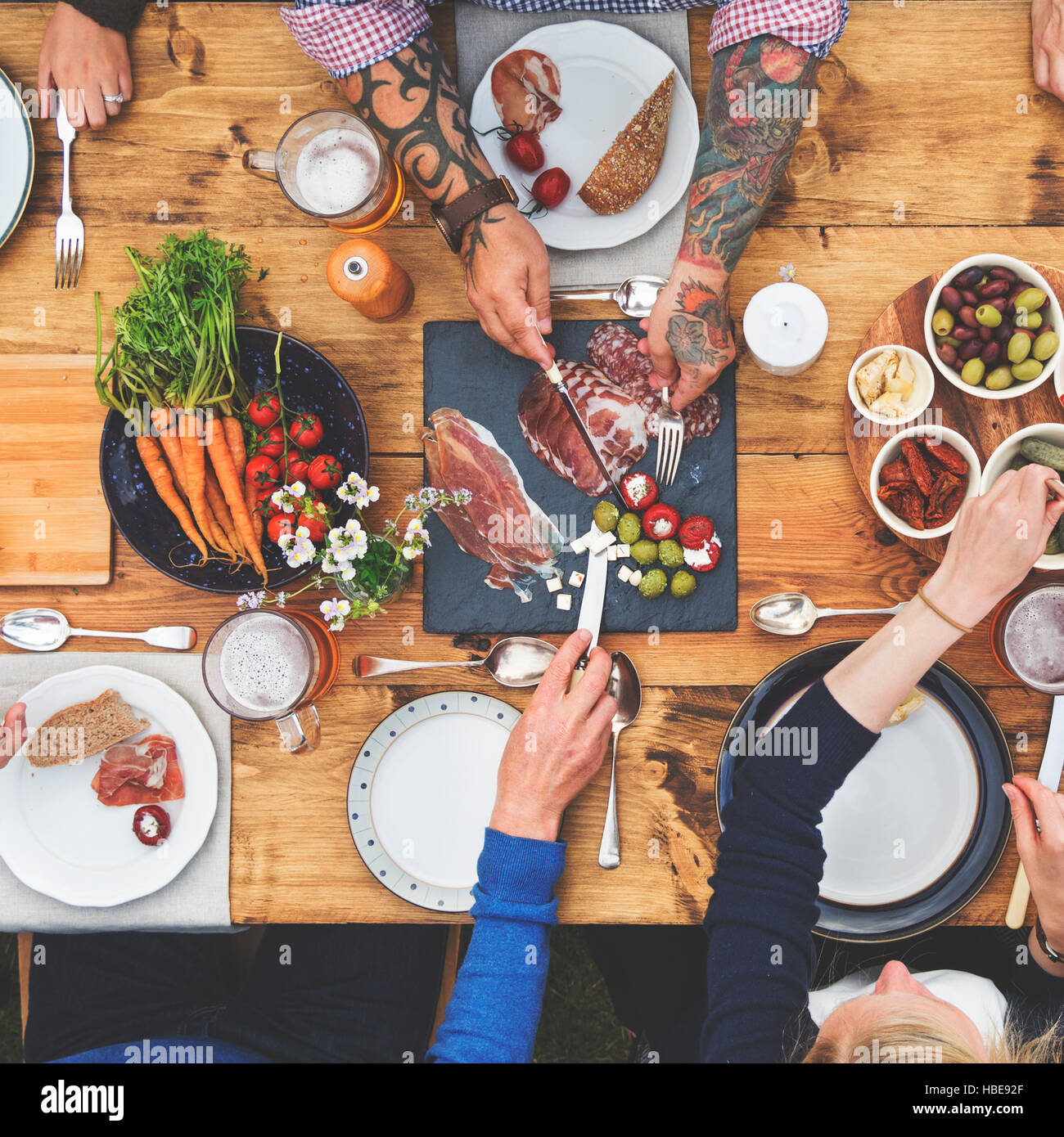 Group Of People Dining Concept Stock Photo - Alamy