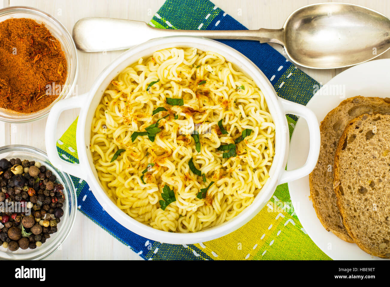 Instant soup with Chinese noodles Stock Photo - Alamy