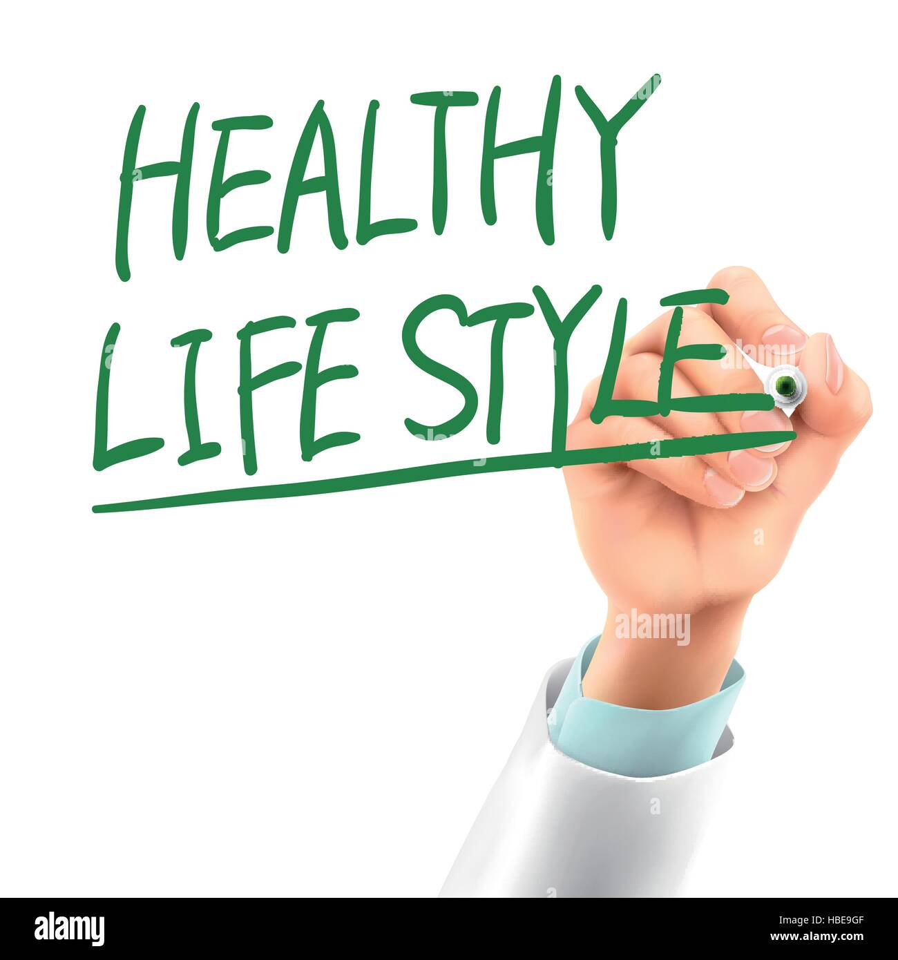 doctor writing healthy life style words in the air Stock Vector Image ...