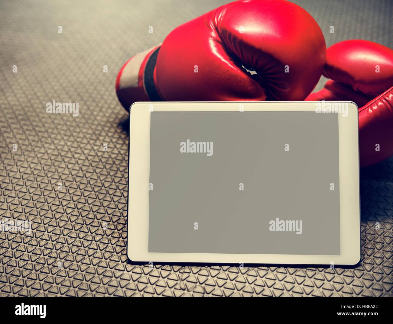 Boxing Glove Digital Tablet Training Copy Space Concept Stock Photo - Alamy