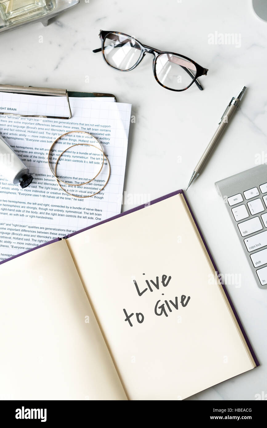 Live To Give Support Help Concept Stock Photo - Alamy